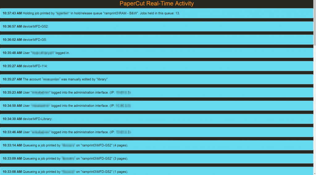 PaperCut Real-Time Activity Dashboard – Mikail's Blog